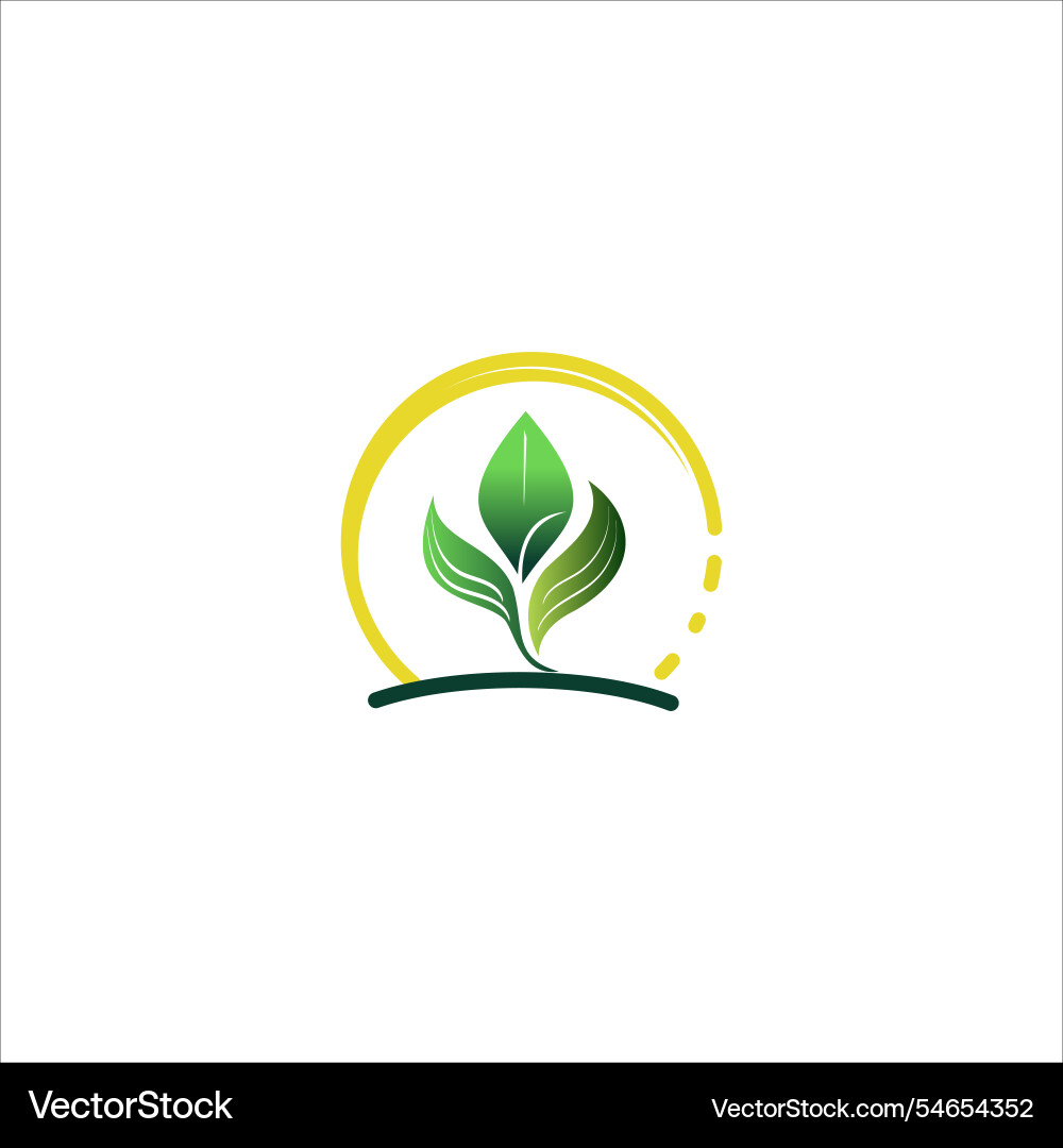 Sprouting leaf with soft curves logo template Vector Image