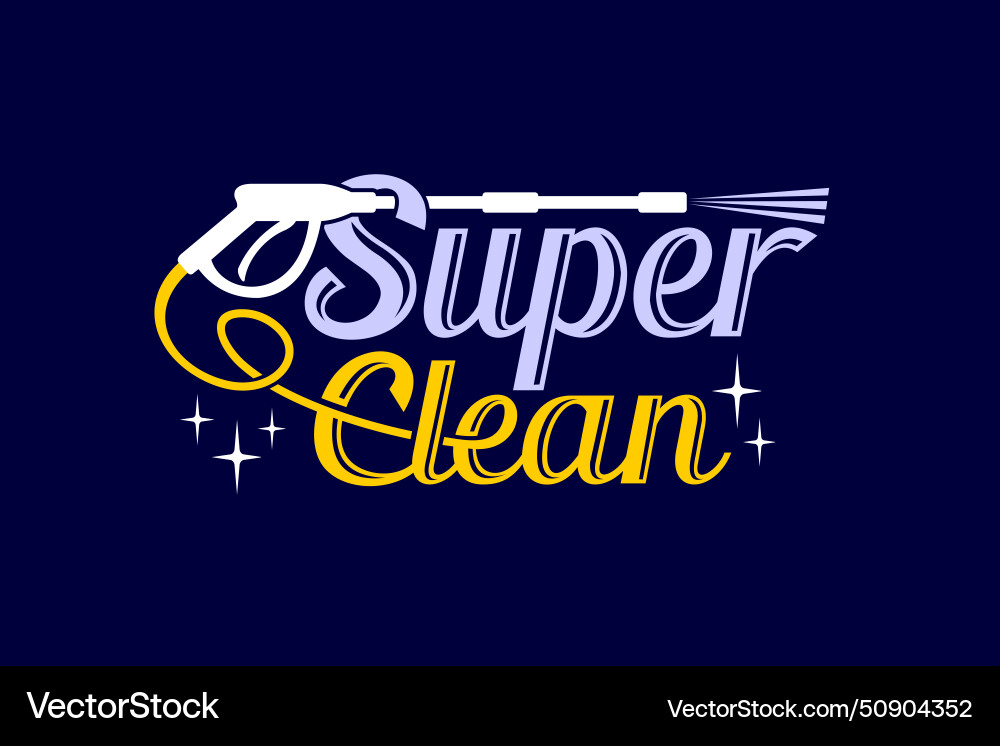 Super washing lettering logo clean Royalty Free Vector Image