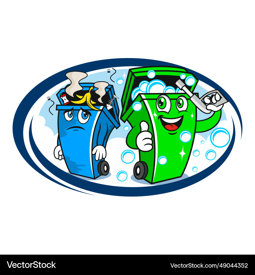 Trash can bin cleaning logo Royalty Free Vector Image