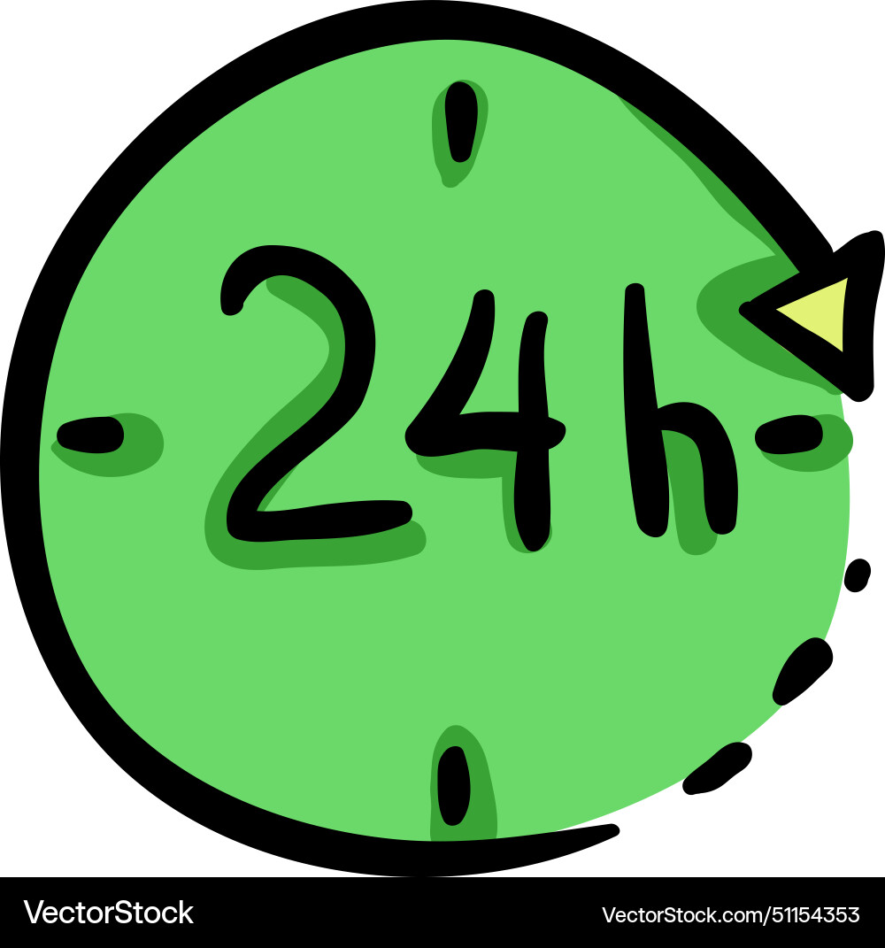 24 hours working - hand drawn doodle icon Vector Image