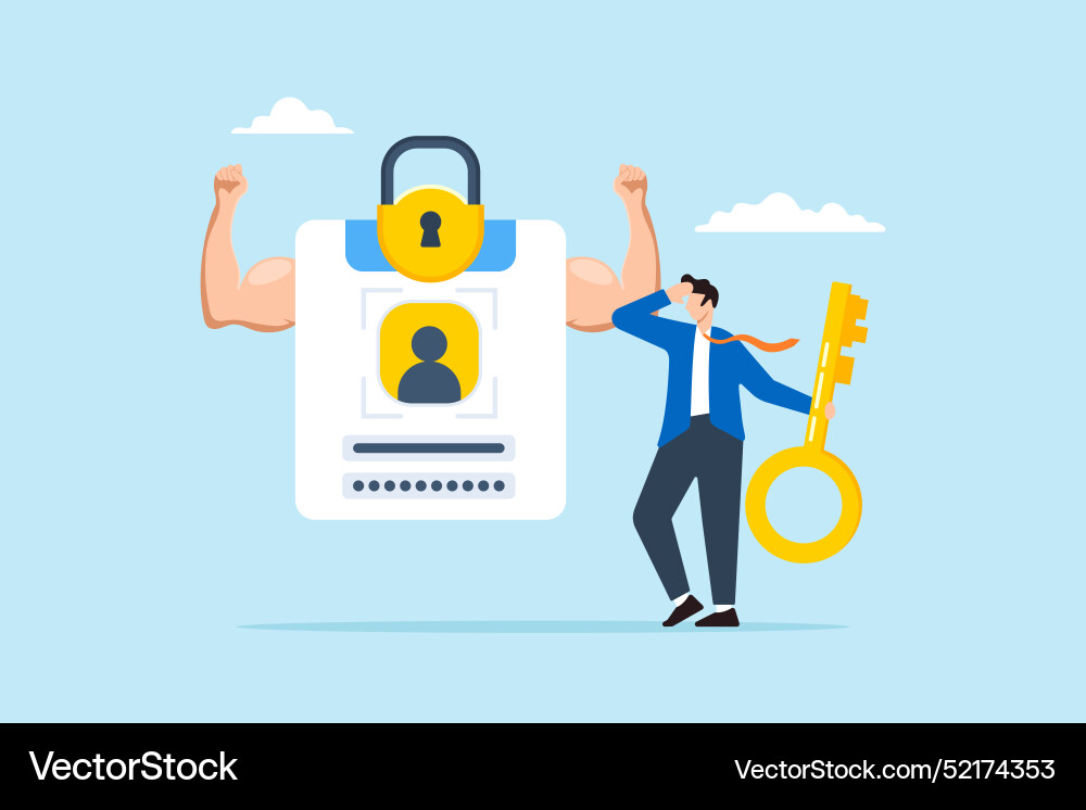 Businessman hold key to secure user account Vector Image