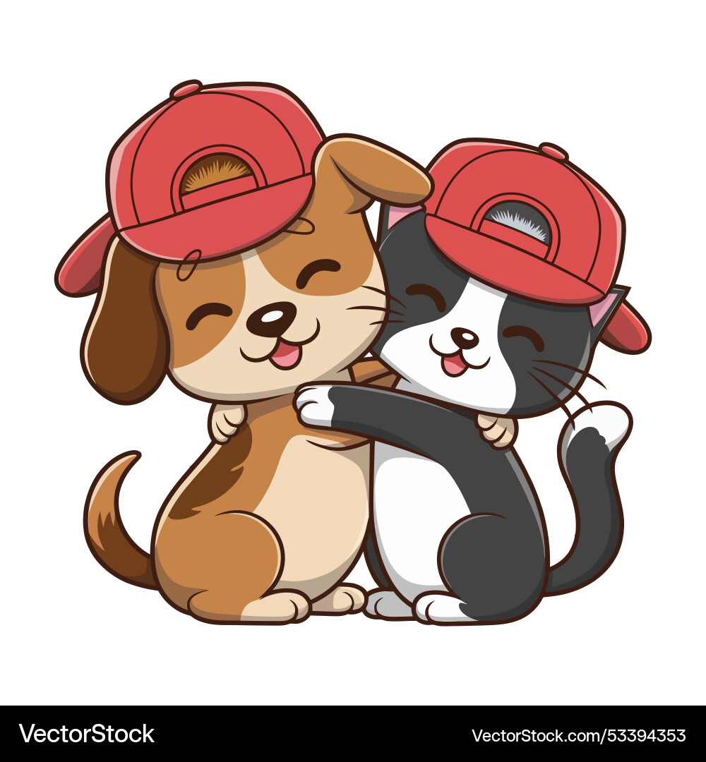 Cute dog and cat art Royalty Free Vector Image