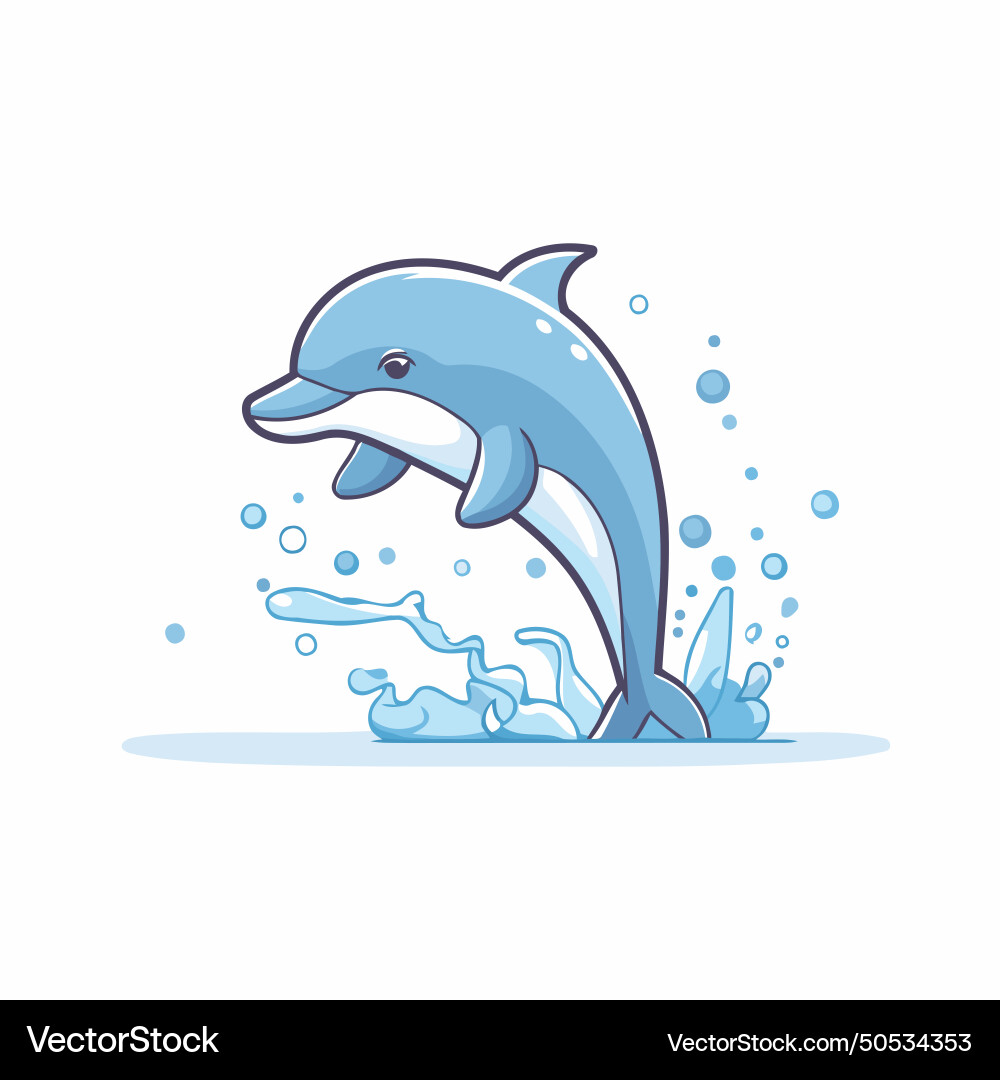 Dolphin jumping through the water cute cartoon Vector Image
