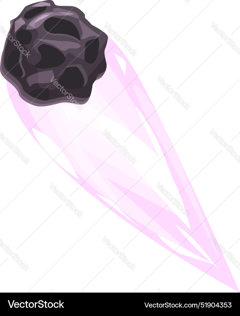 Meteorite leaving pink trail while flying through Vector Image