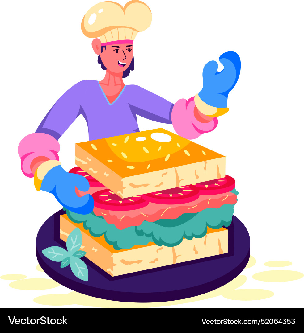Sandwich making Royalty Free Vector Image - VectorStock