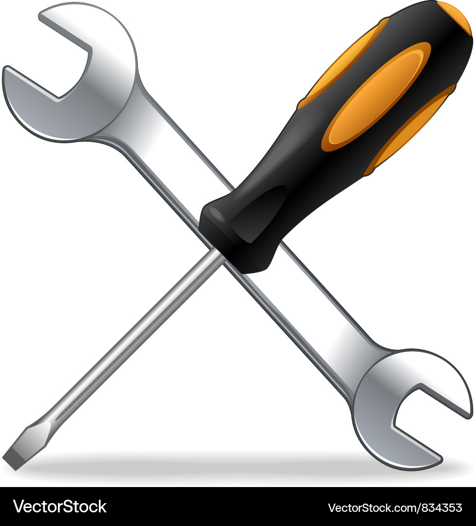 Screwdriver and wrench Royalty Free Vector Image