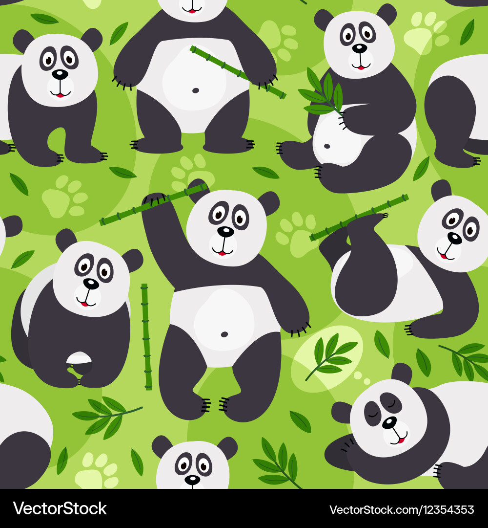 Seamless pattern panda bear Royalty Free Vector Image