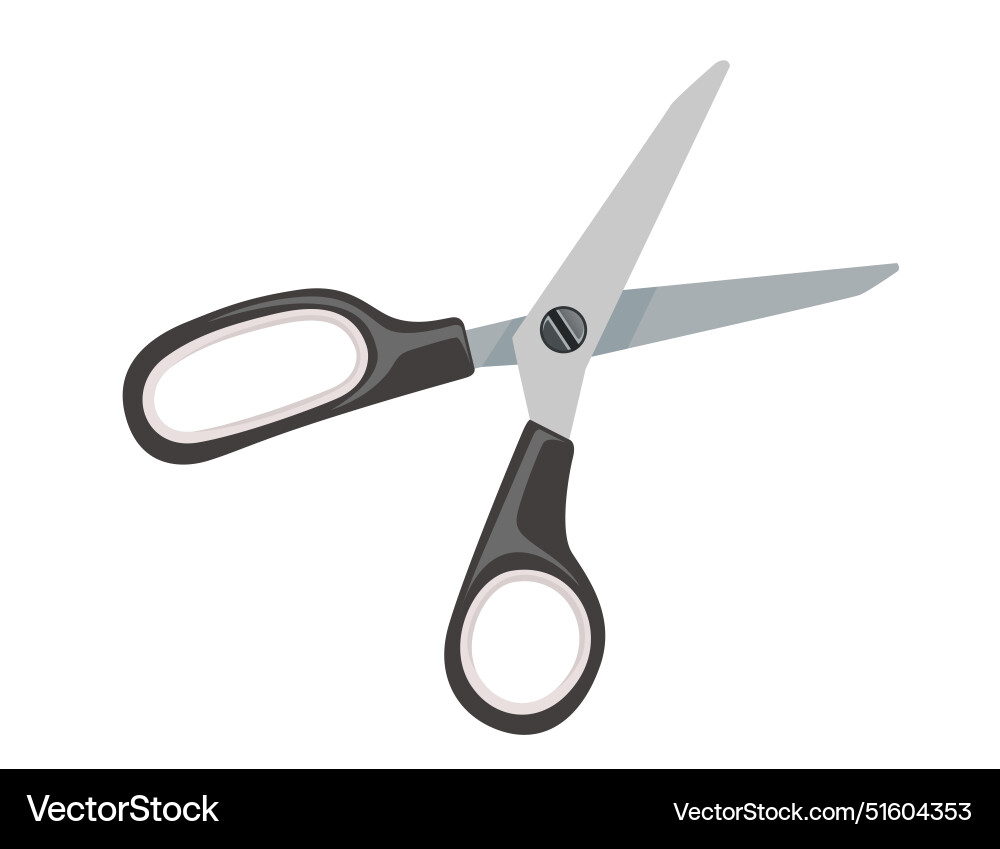 Stainless steel scissors with black plastic Vector Image