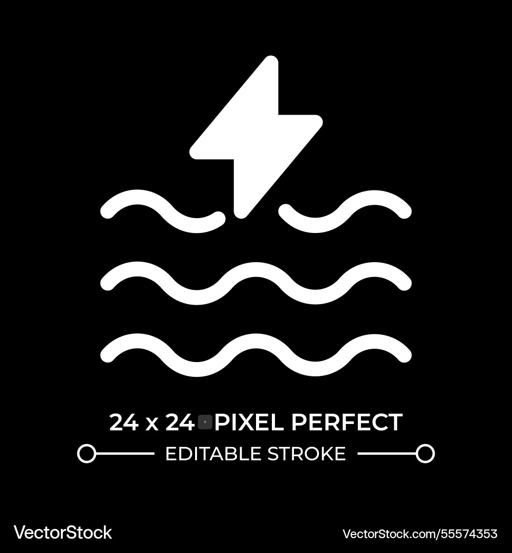 Wave power glyph ui icon isolated on black Vector Image
