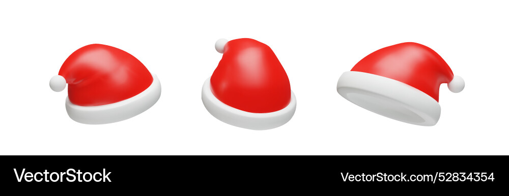 3d rendering set of santa claus hat Royalty Free Vector