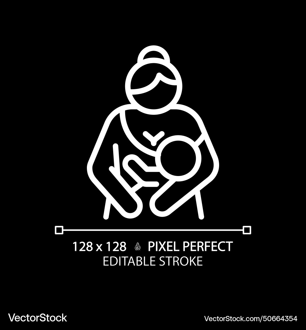 Baby lactation white linear icon for dark theme Vector Image