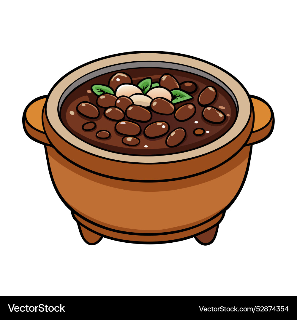 Brazilian feijoada in a ceramic bowl on rustic Vector Image