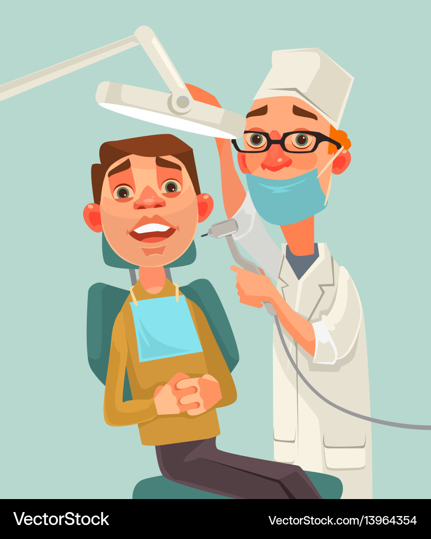 Dentist and patient characters Royalty Free Vector Image