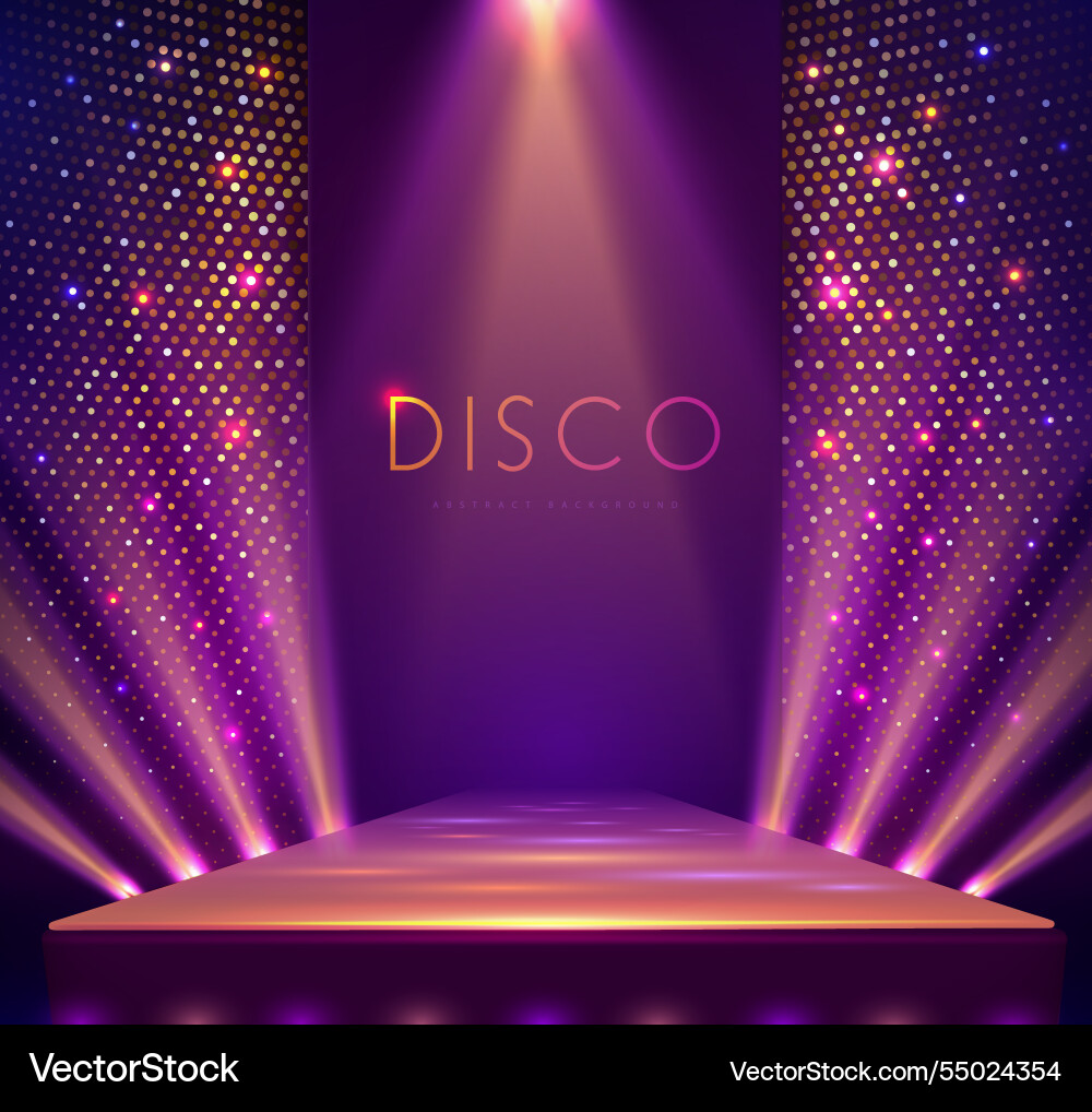 Disco party showcase background with 3d podium Vector Image