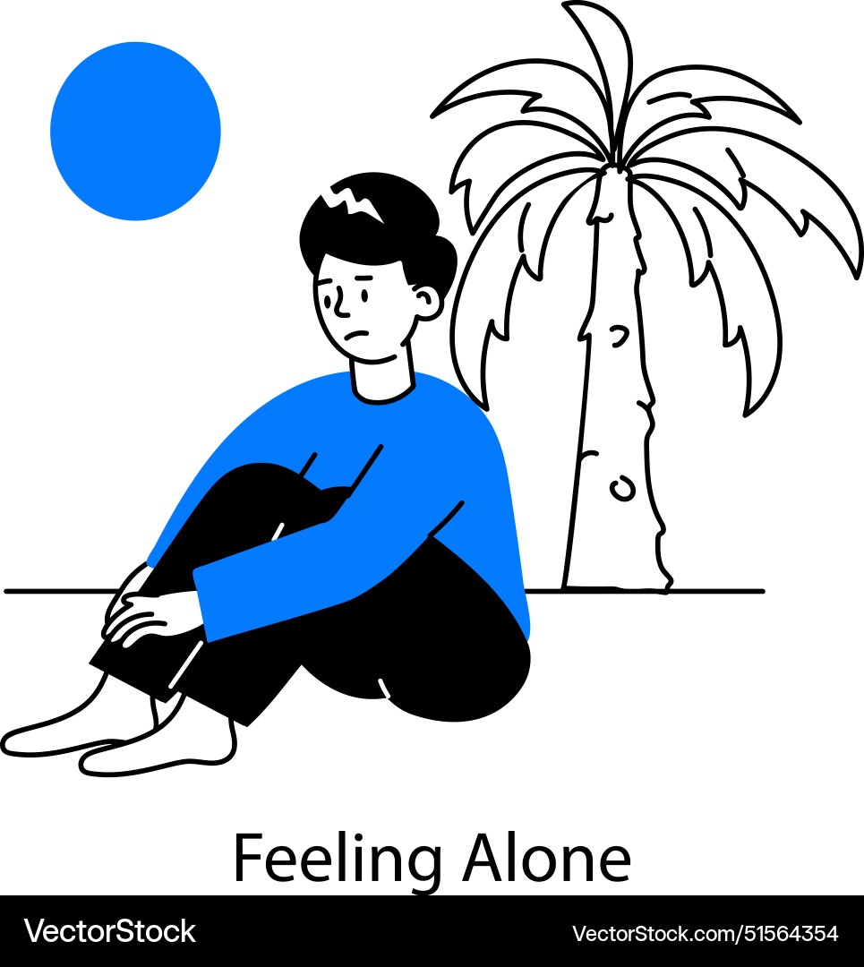Feeling alone Royalty Free Vector Image - VectorStock