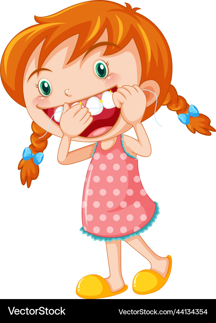 Girl showing her theeth Royalty Free Vector Image
