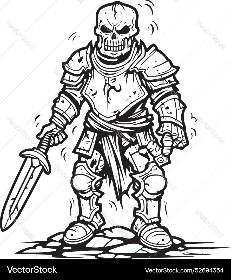 Haunted crusader zombie knight soldier black Vector Image