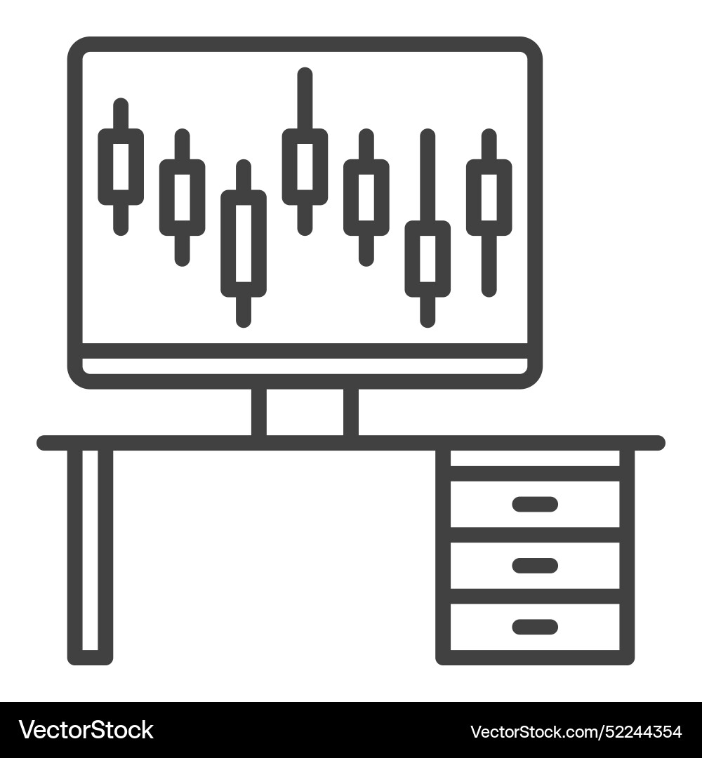 Online trading pc with candlestick chart icon Vector Image