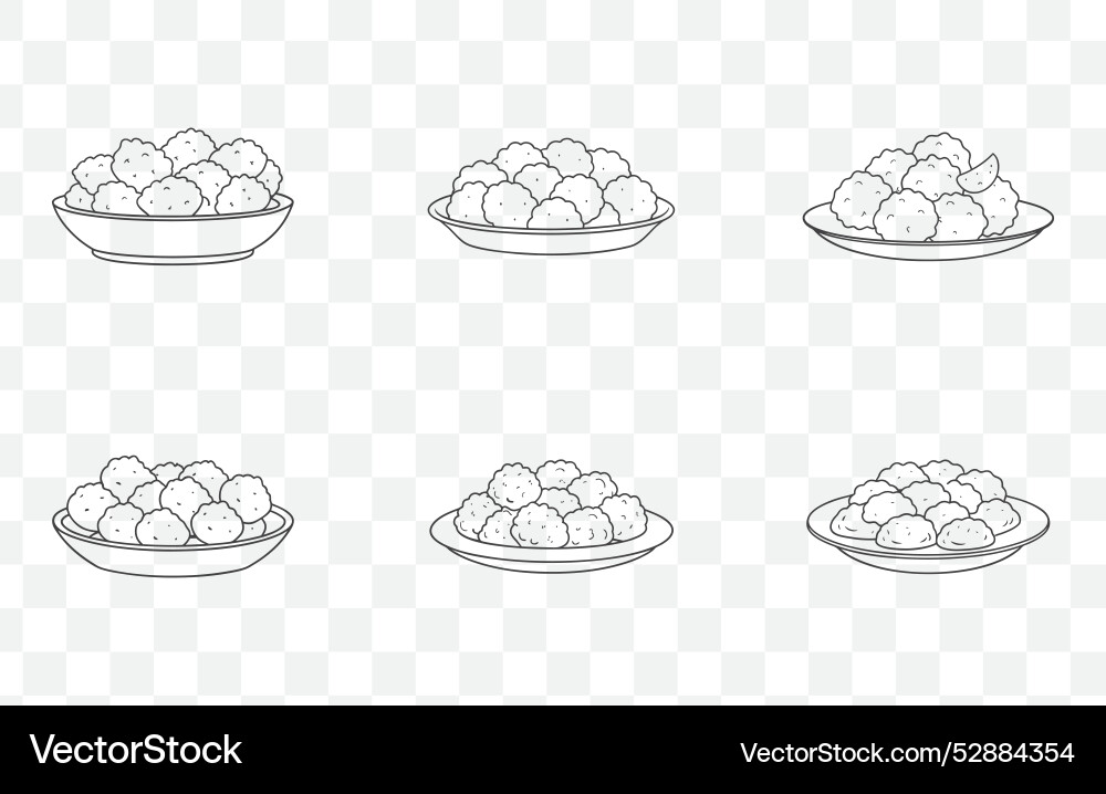 Print chicken nuggets line art set Royalty Free Vector Image