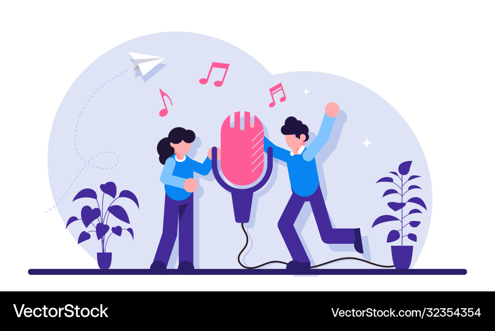 Sound record concept group people standing Vector Image