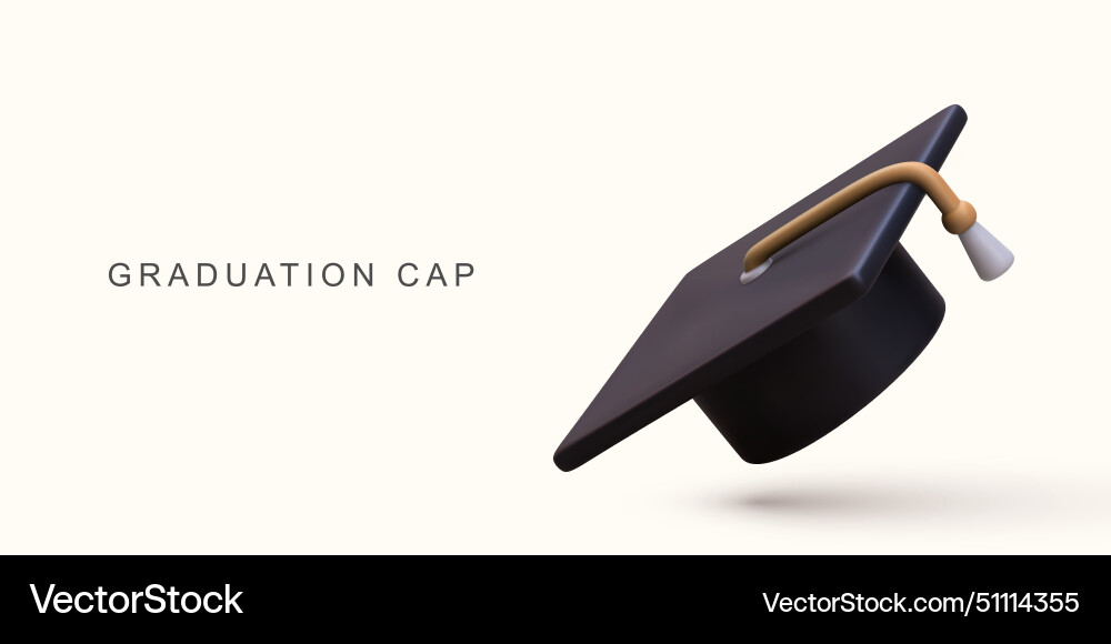 3d realistic graduation cap on white background Vector Image