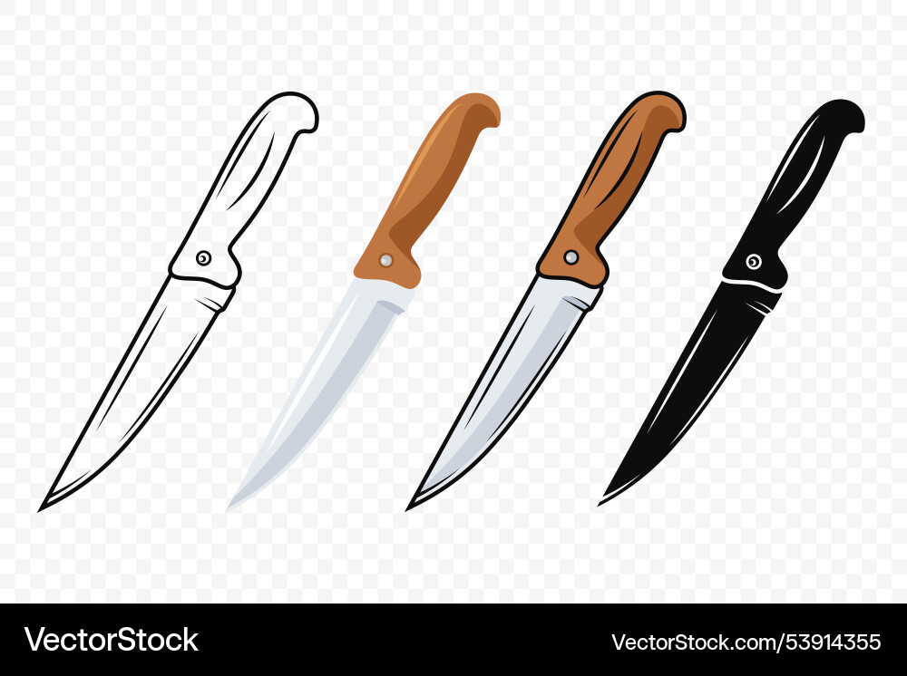 Kitchen knife icon set chef knife with Royalty Free Vector