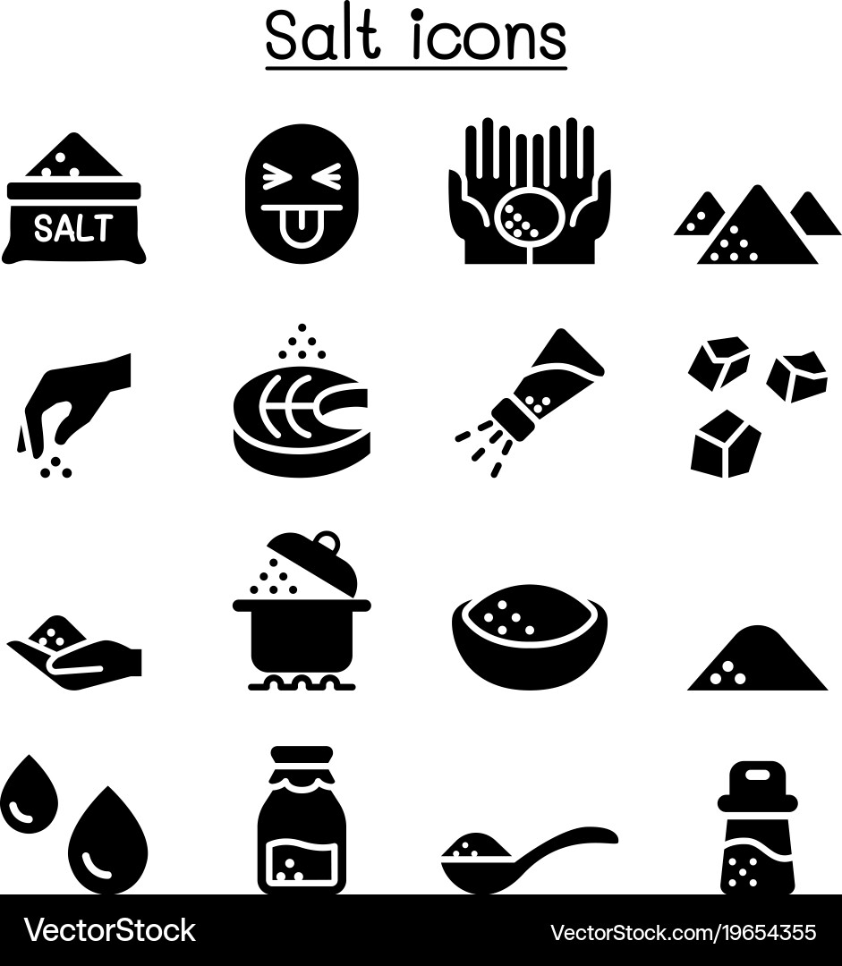 Salt icon set graphic design Royalty Free Vector Image
