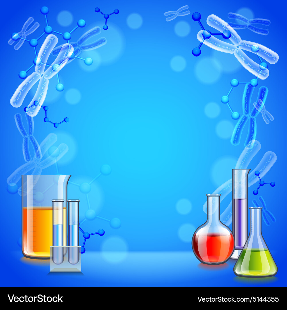 Science background with test tubes and flasks Vector Image