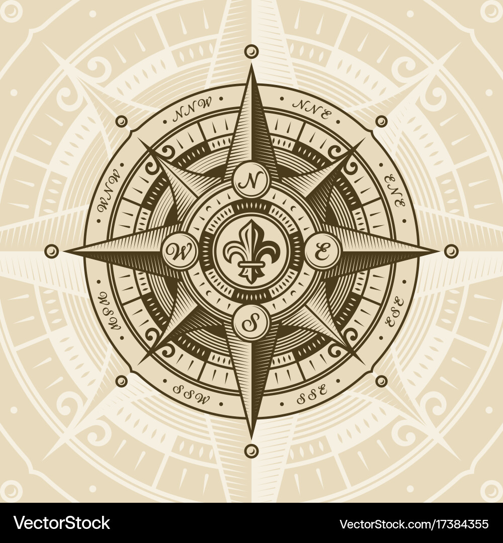 Vintage nautical wind rose Royalty Free Vector Image