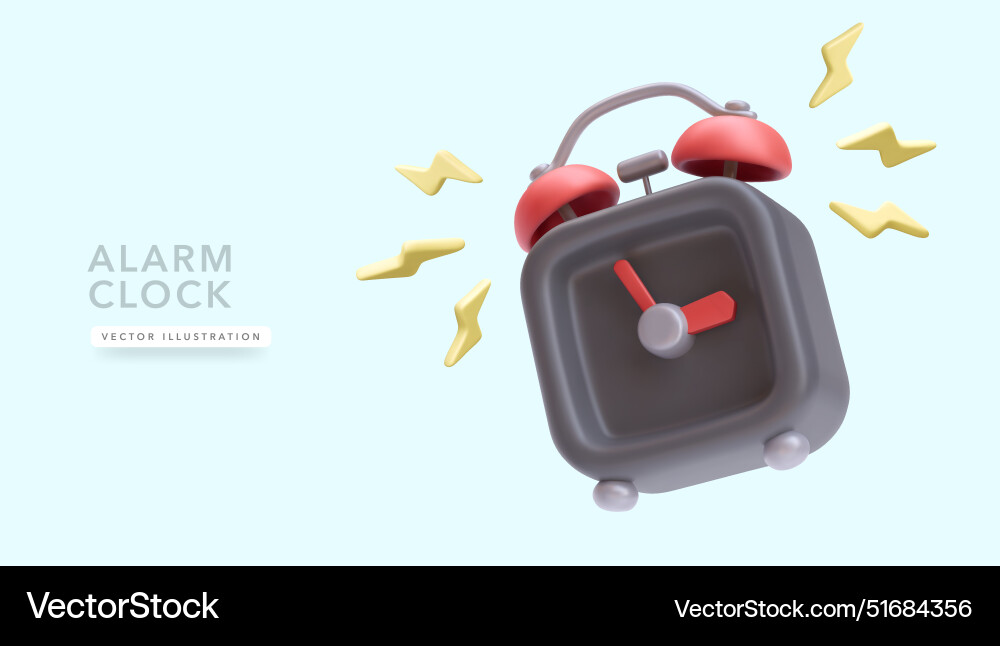 3d realistic falling vintage alarm clock Vector Image