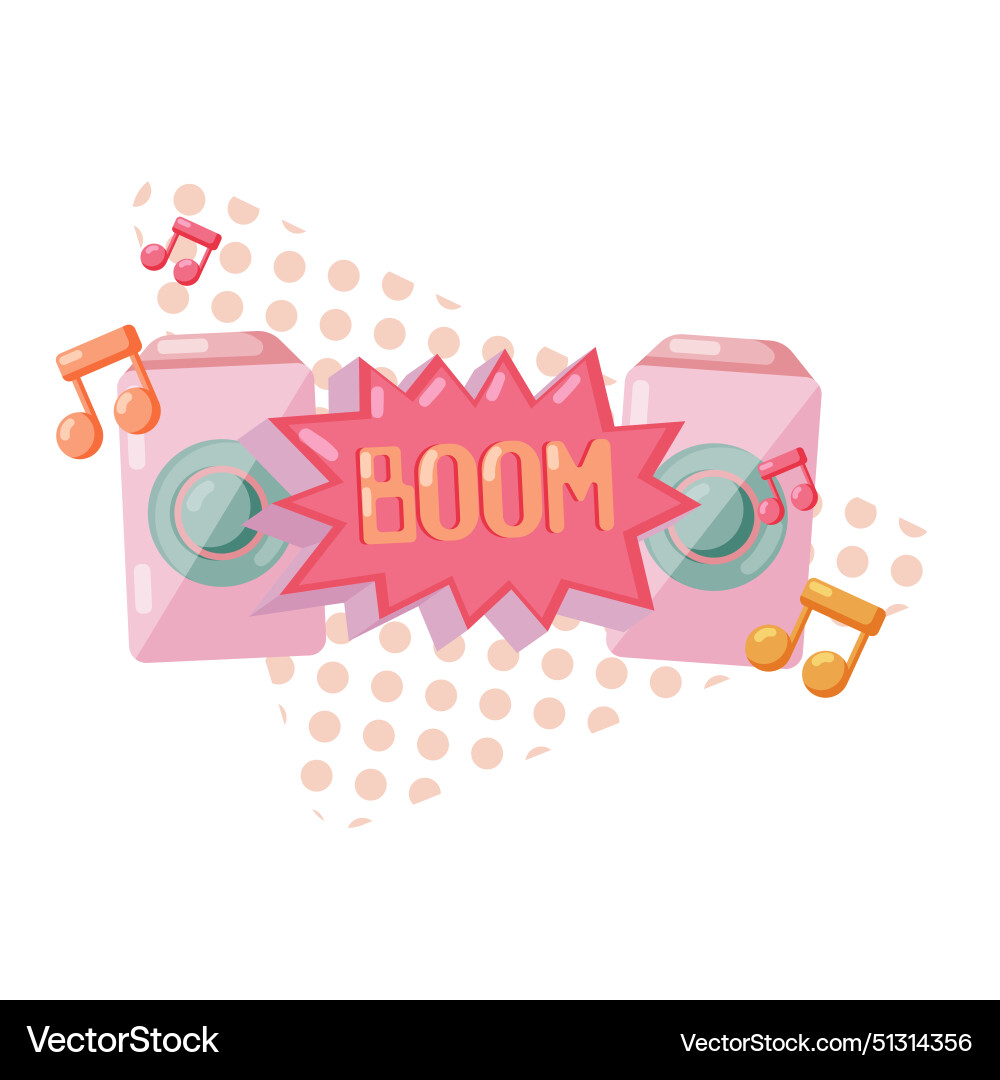 90s retro music elements two pink speakers Vector Image
