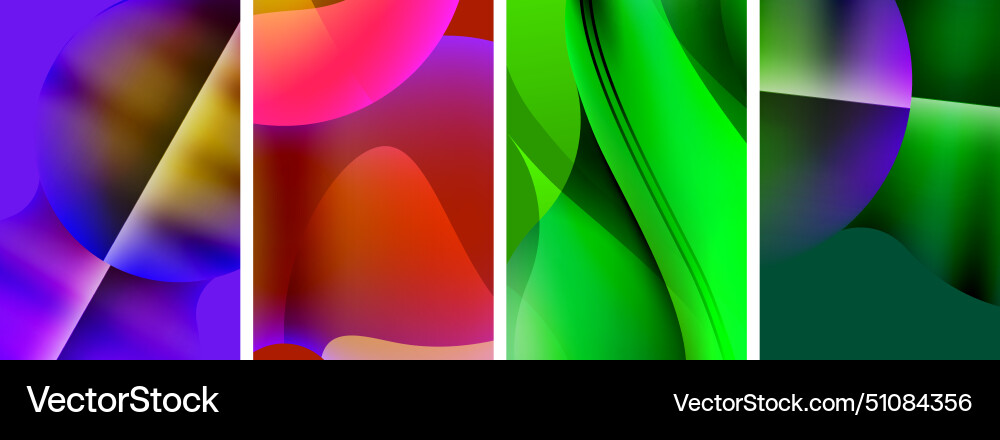 A collage of four different colored abstract Vector Image