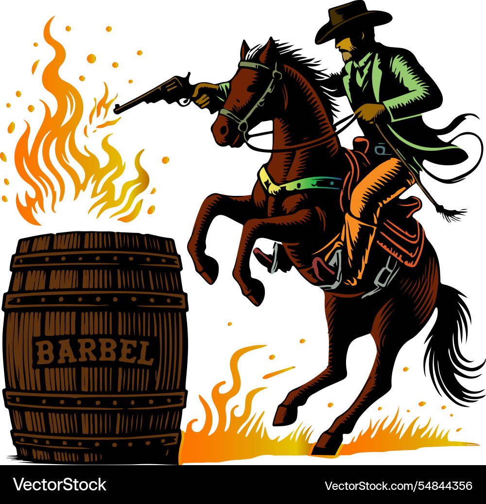 A cowboy barrel racing rodeo Royalty Free Vector Image