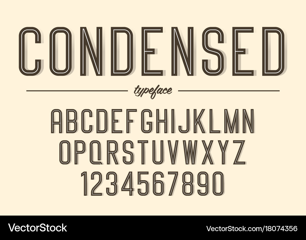 Condensed inline font design alphabet typeface Vector Image