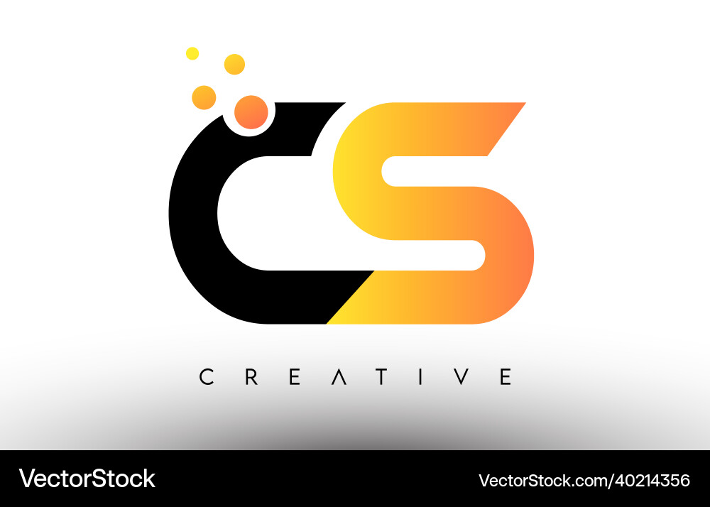 Cs black orange letter logo design icon Royalty Free Vector