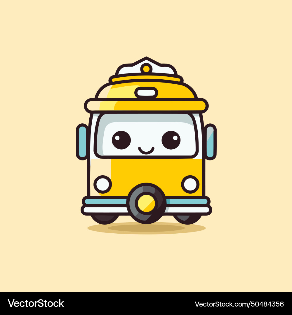 Cute school bus cartoon character isolated Vector Image