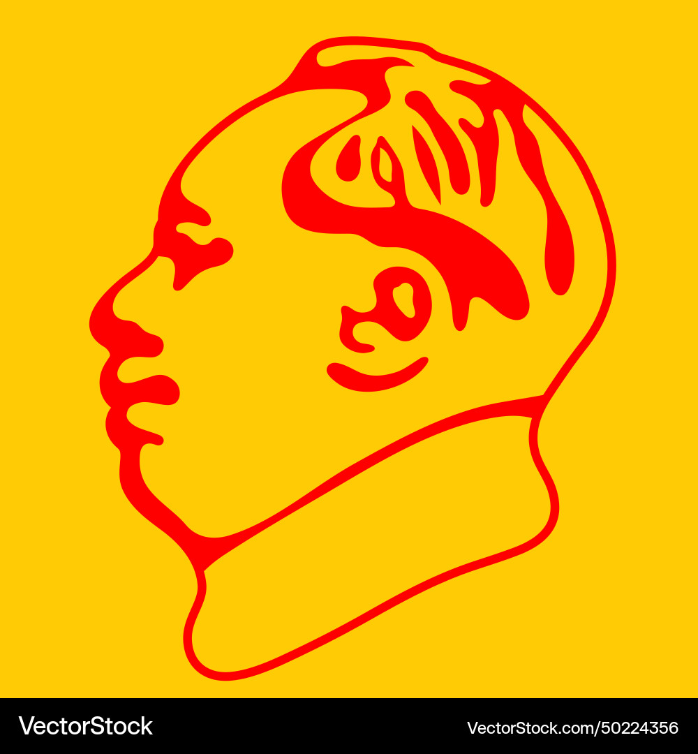 Mao zedong red stencil portrait Royalty Free Vector Image