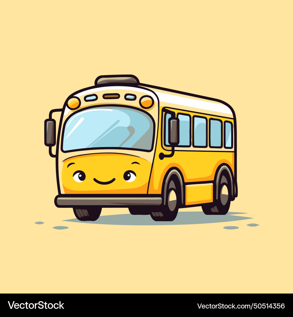 School bus cute cartoon character isolated Vector Image