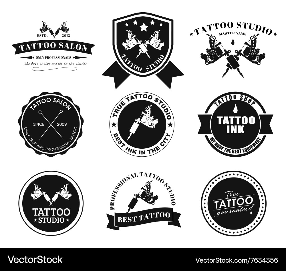 Set tattoo logos of different styles Royalty Free Vector
