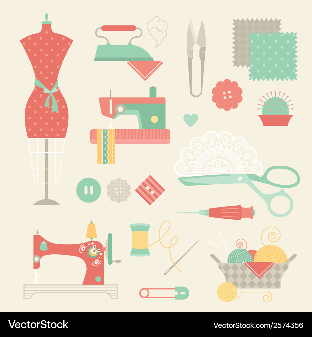 Sewing set Royalty Free Vector Image - VectorStock