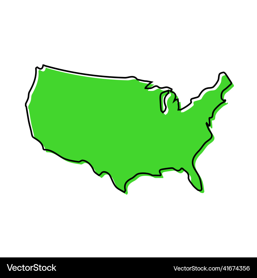 Simple outline map of united states stylized line Vector Image