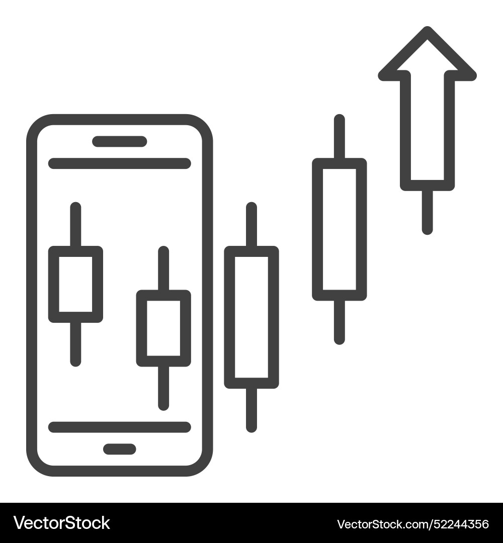 Smartphone with uptrend candlestick chart mobile Vector Image