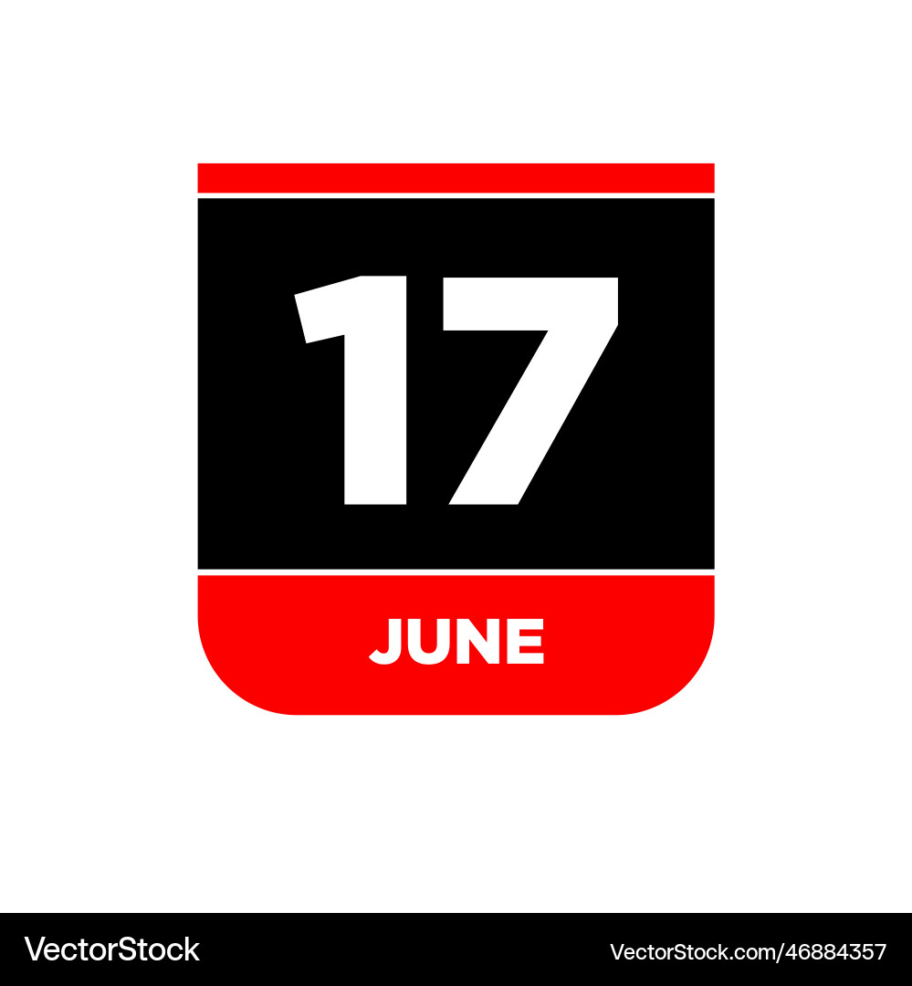 17th june calendar date icon 17 lettering Vector Image