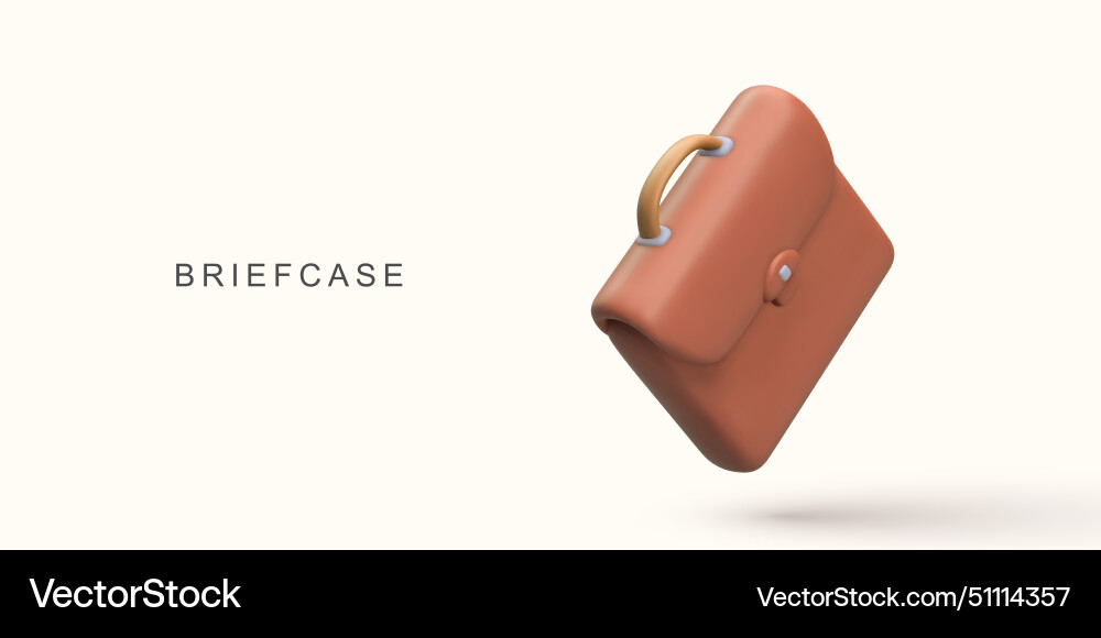 3d realistic briefcase on white background Vector Image