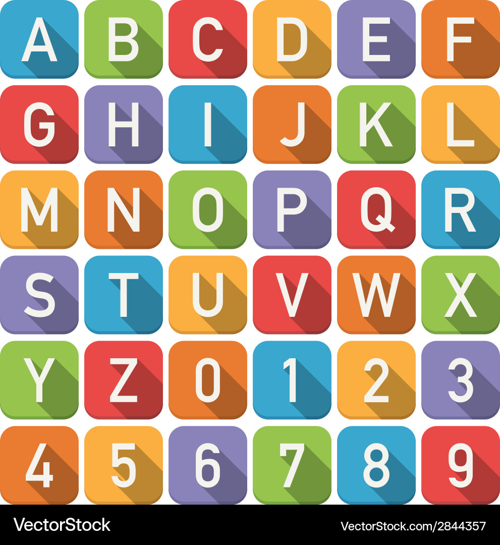 Alphabet Letter Icons with Shadows Royalty Free Vector Image