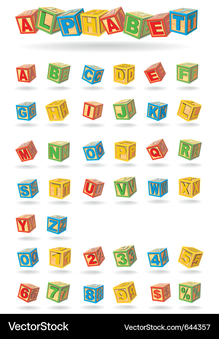 Alphabet on a baby cubes Royalty Free Vector Image