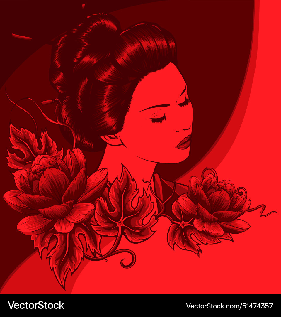 Asian geisha woman Royalty Free Vector Image - VectorStock