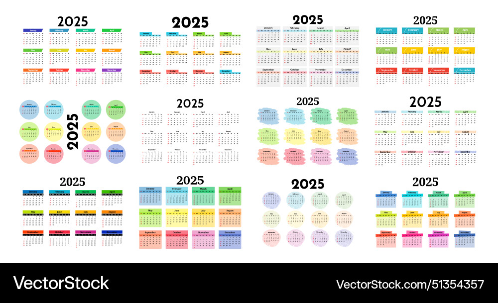 Calendar for 2025 isolated on a white background Vector Image