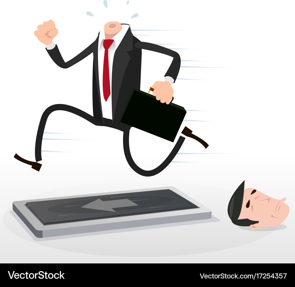 Cartoon headless businessman running Royalty Free Vector