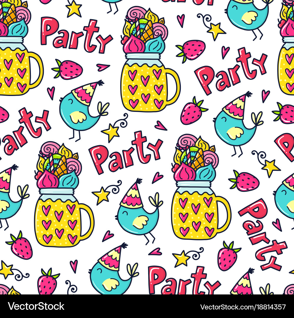 Charming Bird & Lemonade Pattern Royalty Free Vector